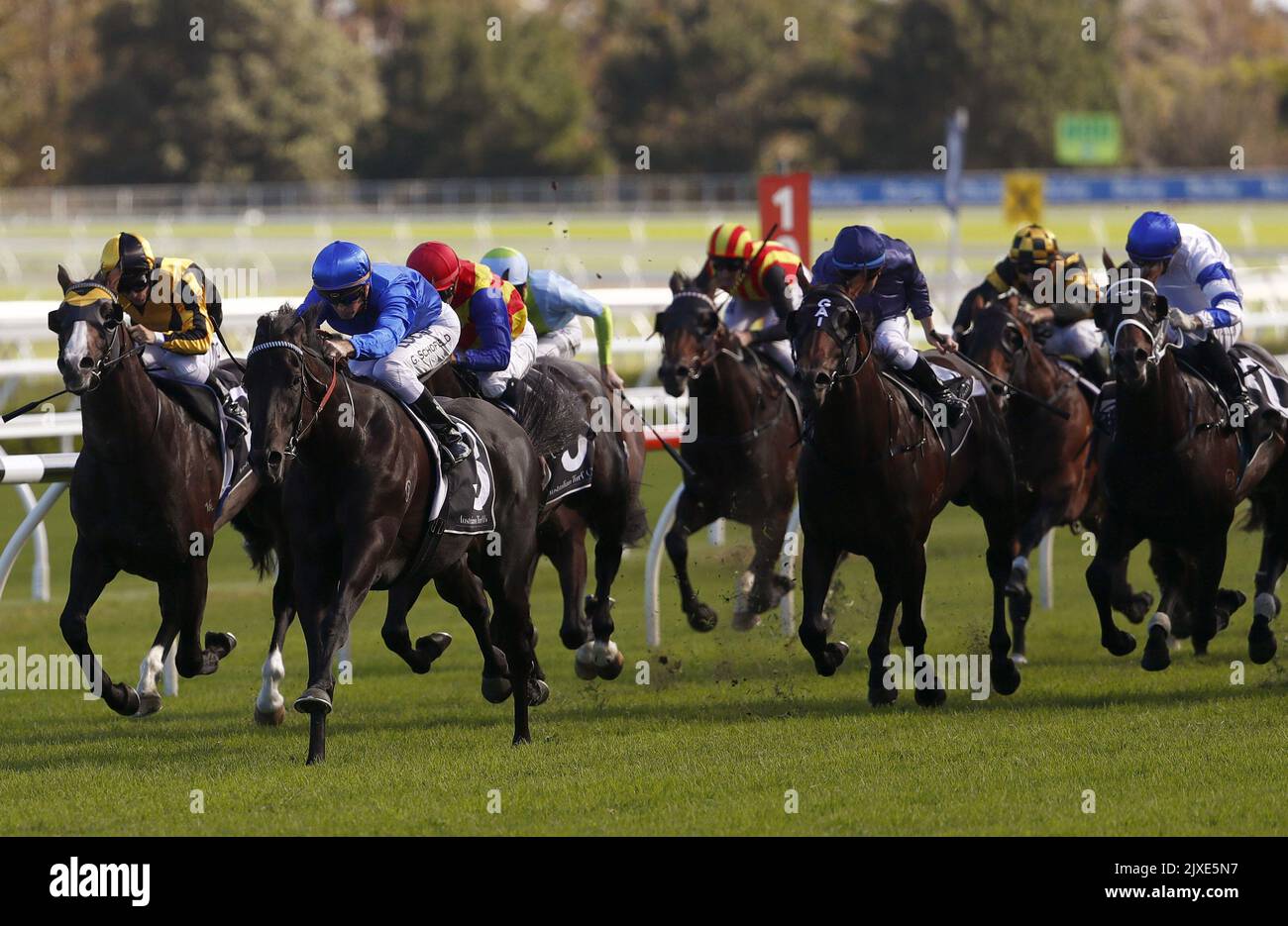 Jockey Glyn Schofield rides Kementari to win race 7, Randwick Guineas ...