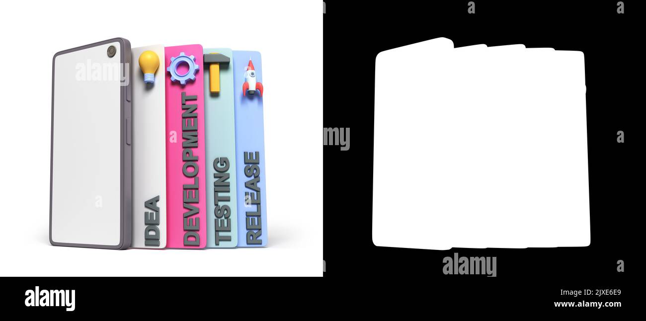 mobile app development concept stages of application development 3d ...