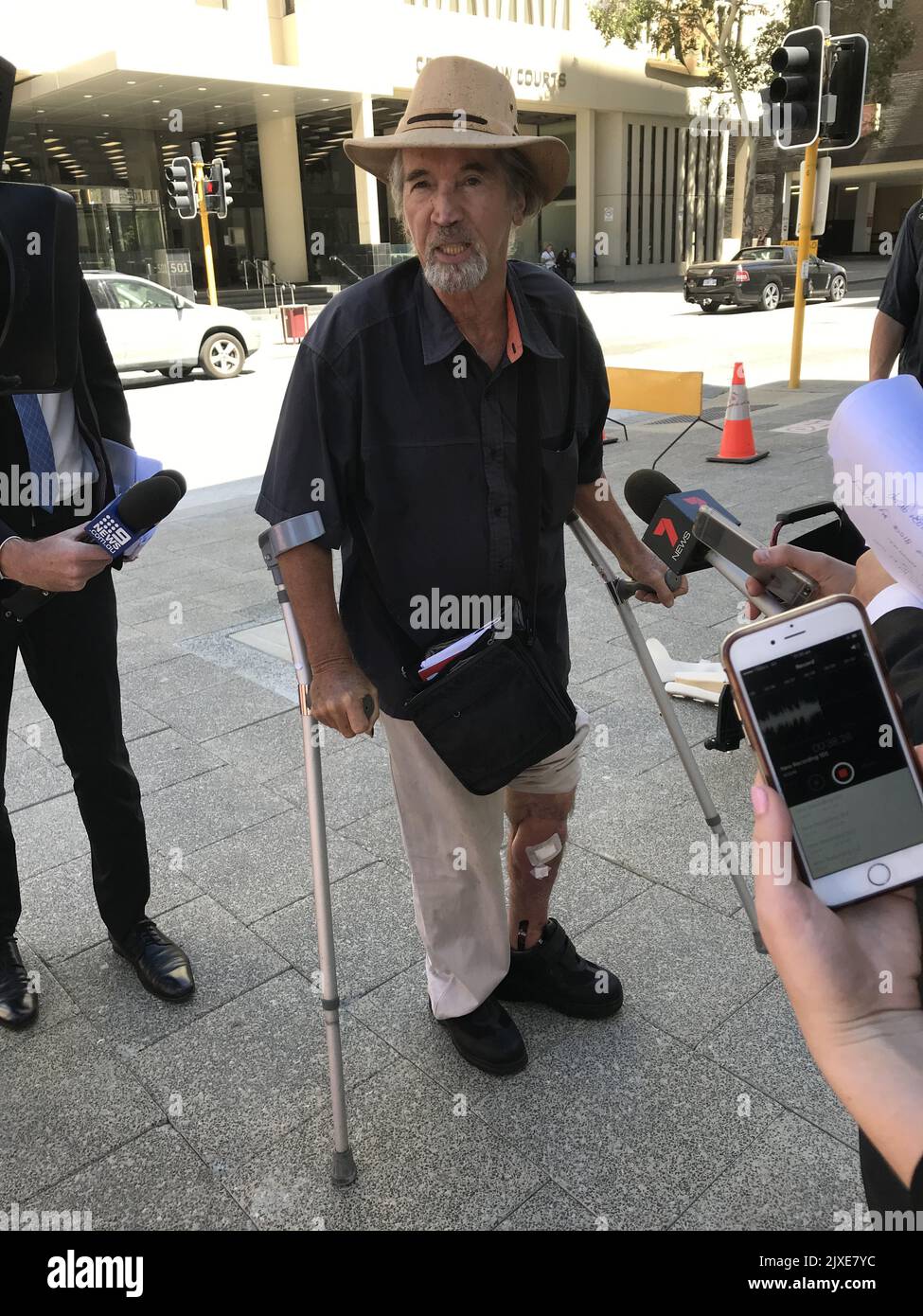 Mike Burns is seen outside the WA District Court in Perth, Monday ...
