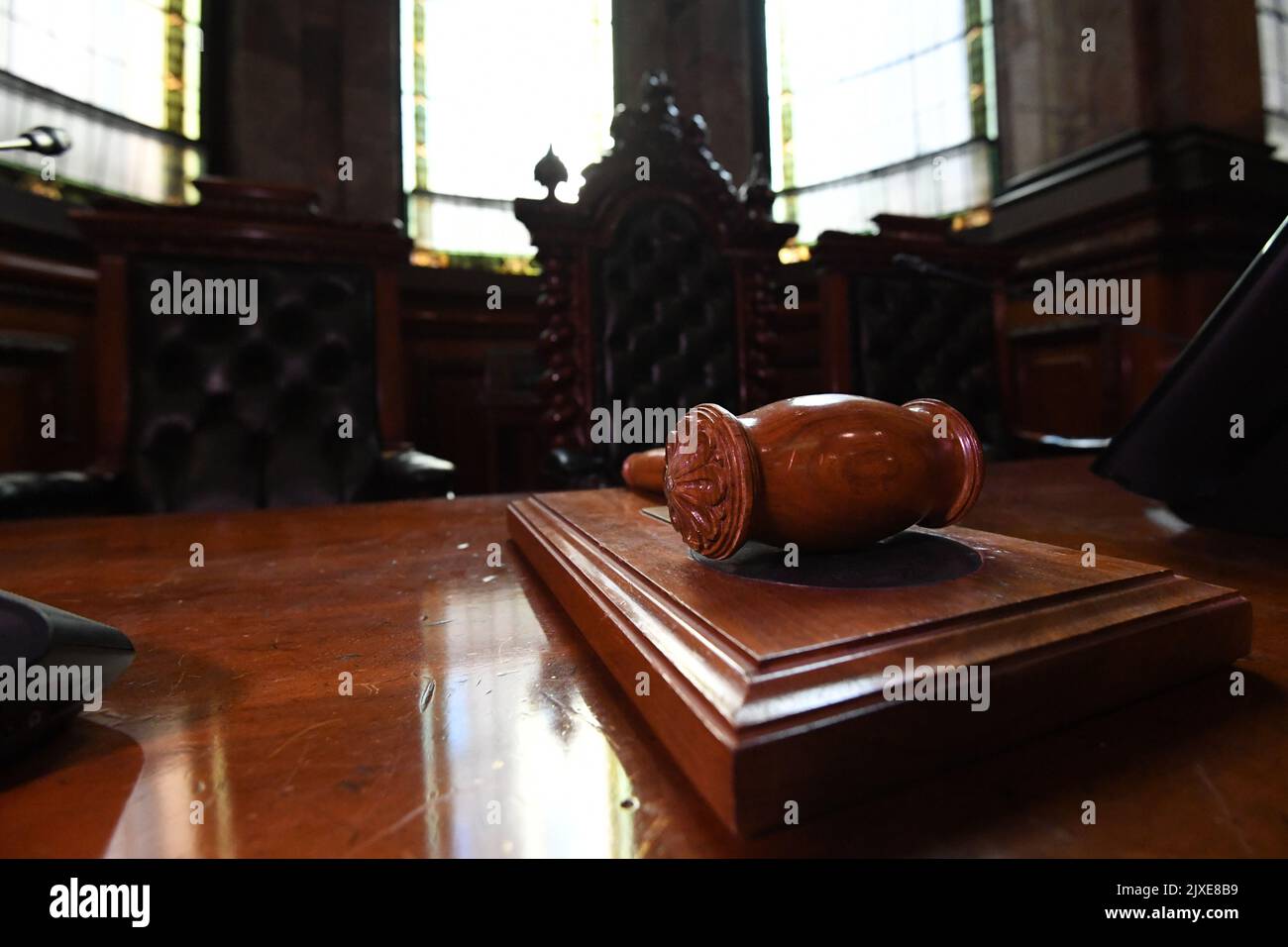 Empty Council seats are seen inside of the Melbourne Town Hall, Tuesday ...