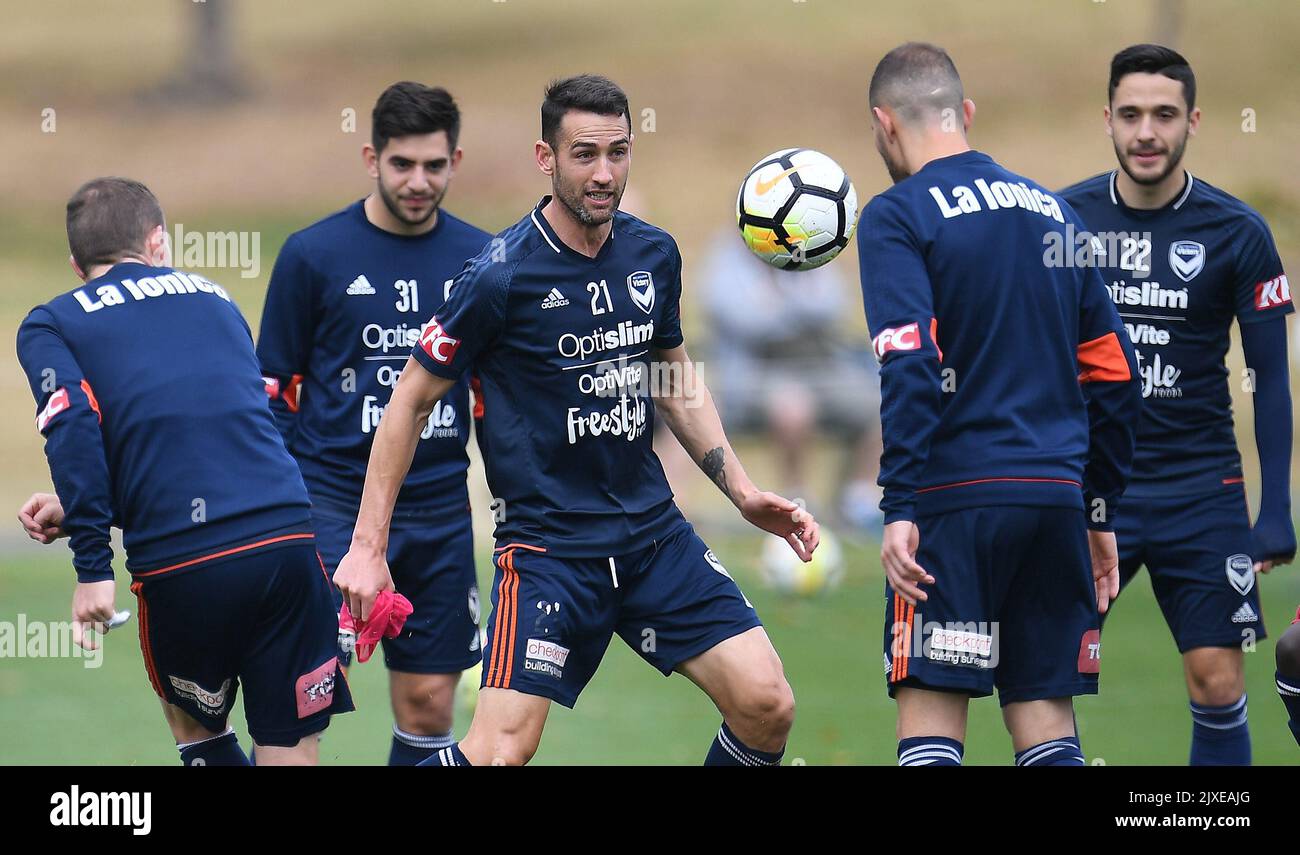 Carl Valeri of Melbourne Victory (third from left) is seen during a ...