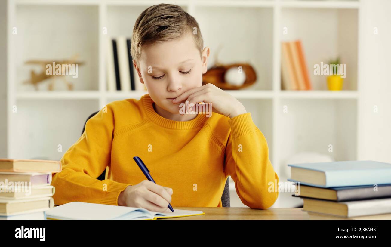 Thoughtful pensive puzzled preteen child hi-res stock photography and ...