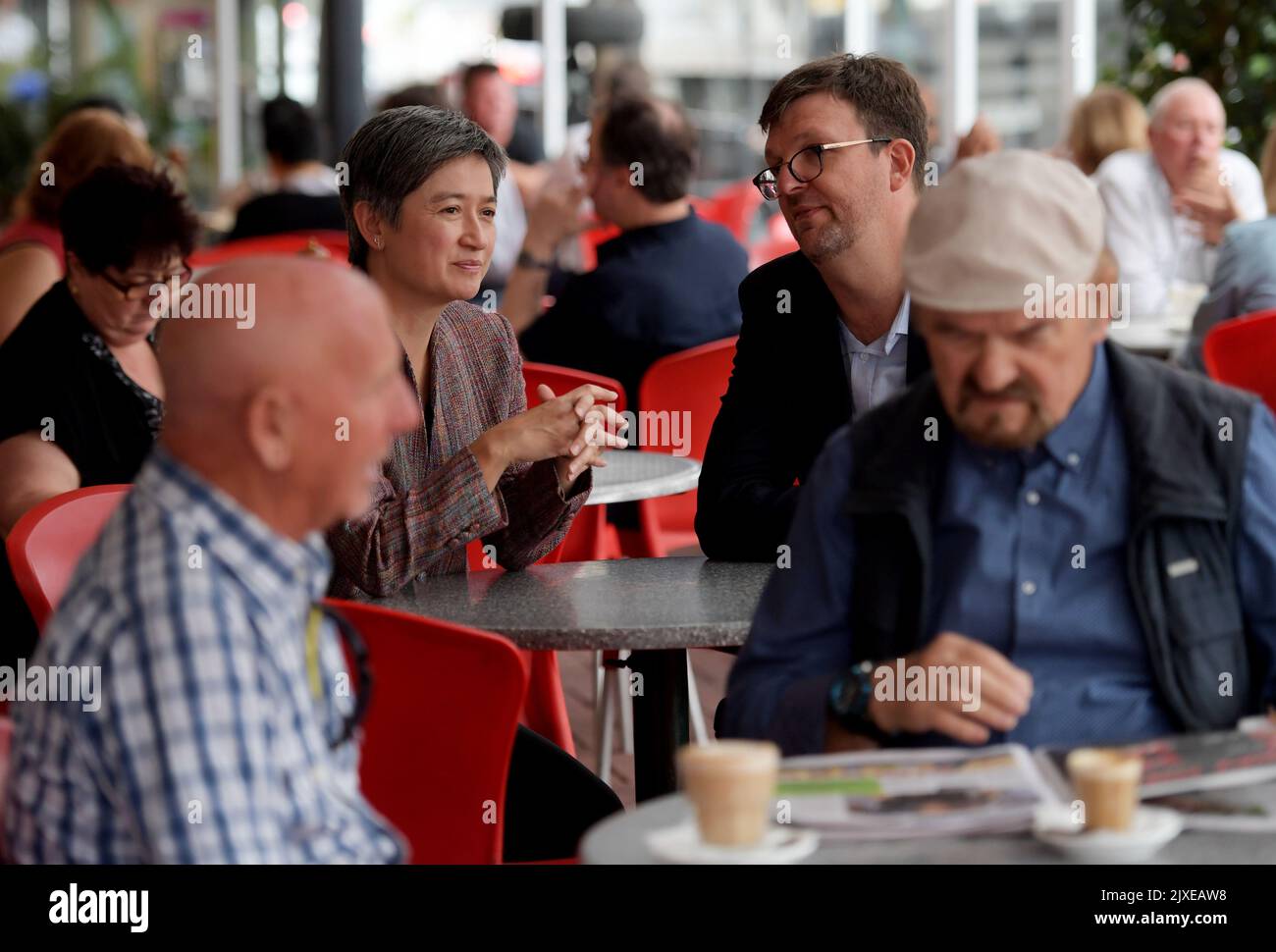 Labor candidate for Dunstan Matt Loader with Labor Senator Penny Wong ...