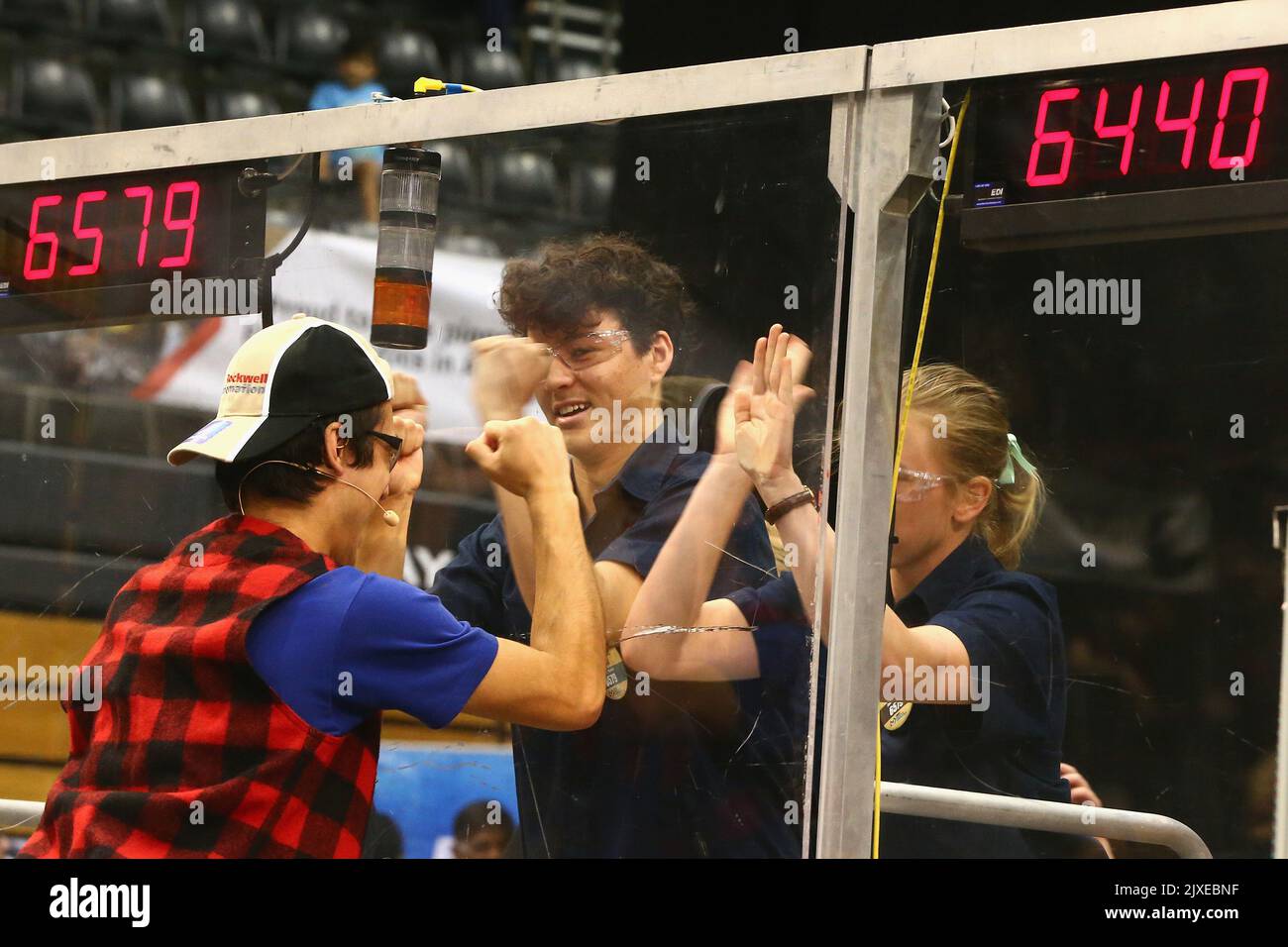 Competitors compete during the FIRST Australia Robotics championships ...