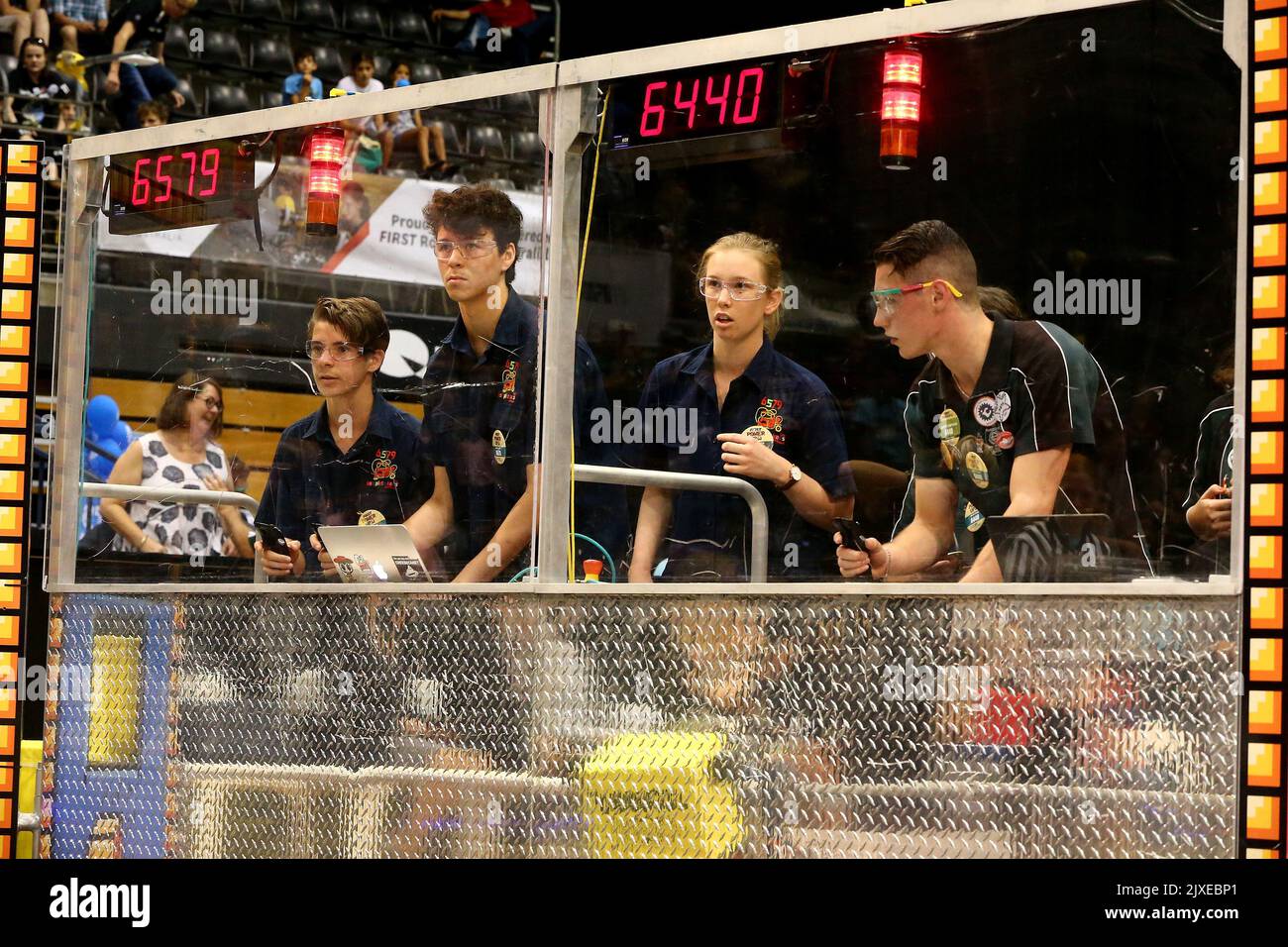 Competitors compete during the FIRST Australia Robotics championships ...