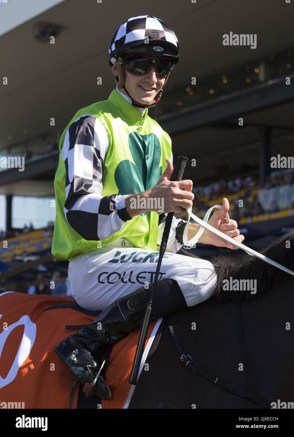 Jason Collett returns to scale after riding Unforgotten to win race 6 ...