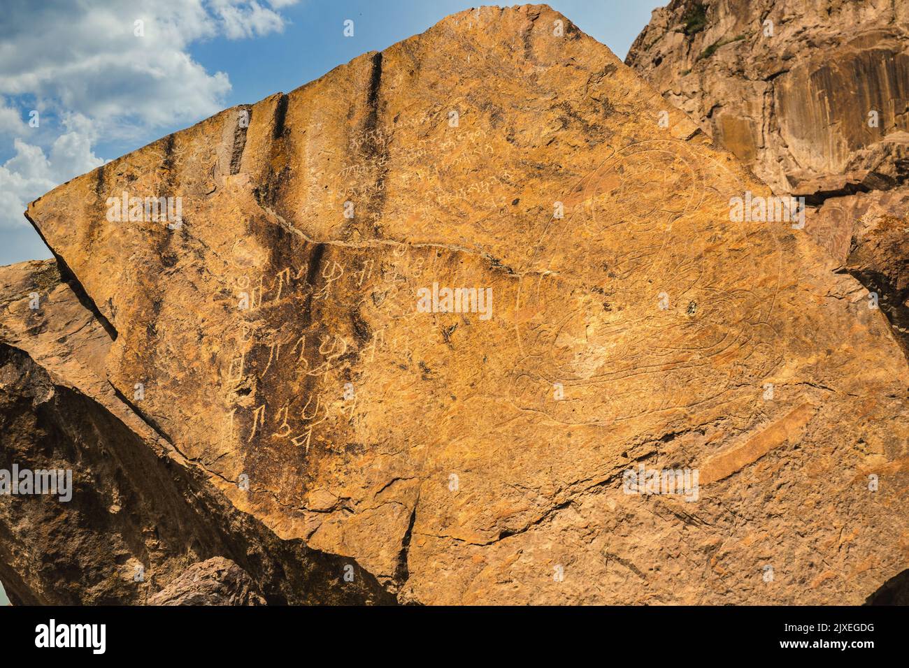 UNESCO heritage site with ancient rock inscriptions in Almaty region in ...