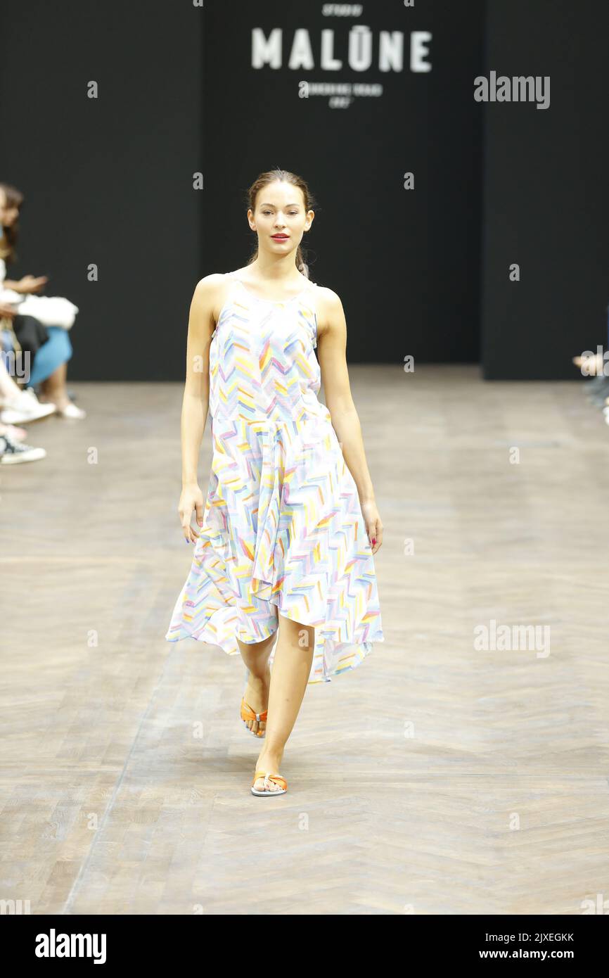 09/07/2022, Berlin, Germany, Models walk the runway at the Malūne by ...