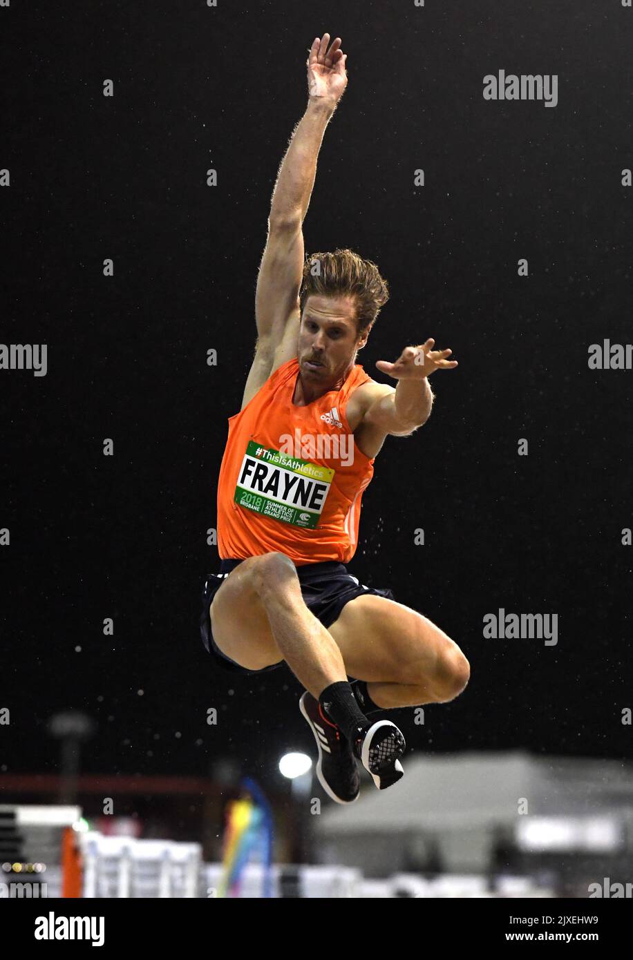 Henry Frayne competes during the Mens Long Jump during the 2018 Summer ...