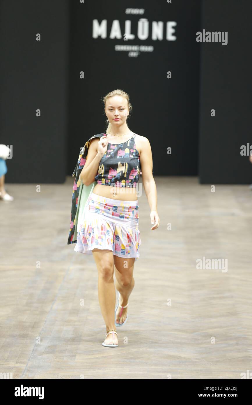 09/07/2022, Berlin, Germany, Models walk the runway at the Malūne by ...