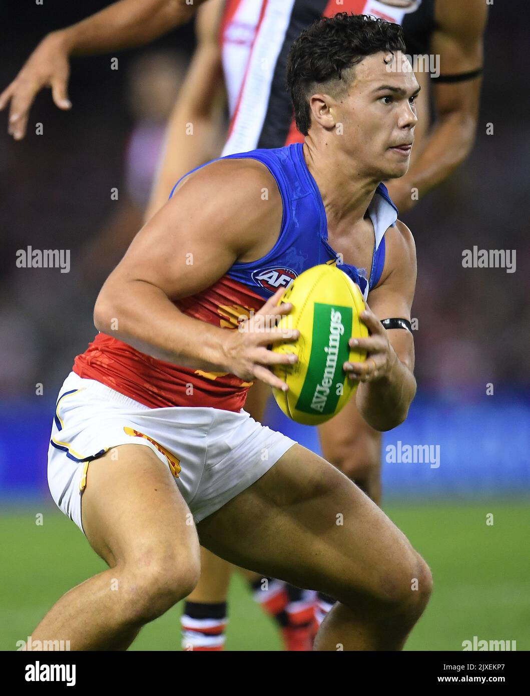 Cameron Rayner of the Lions is seen in action during the Round 1 AFL ...