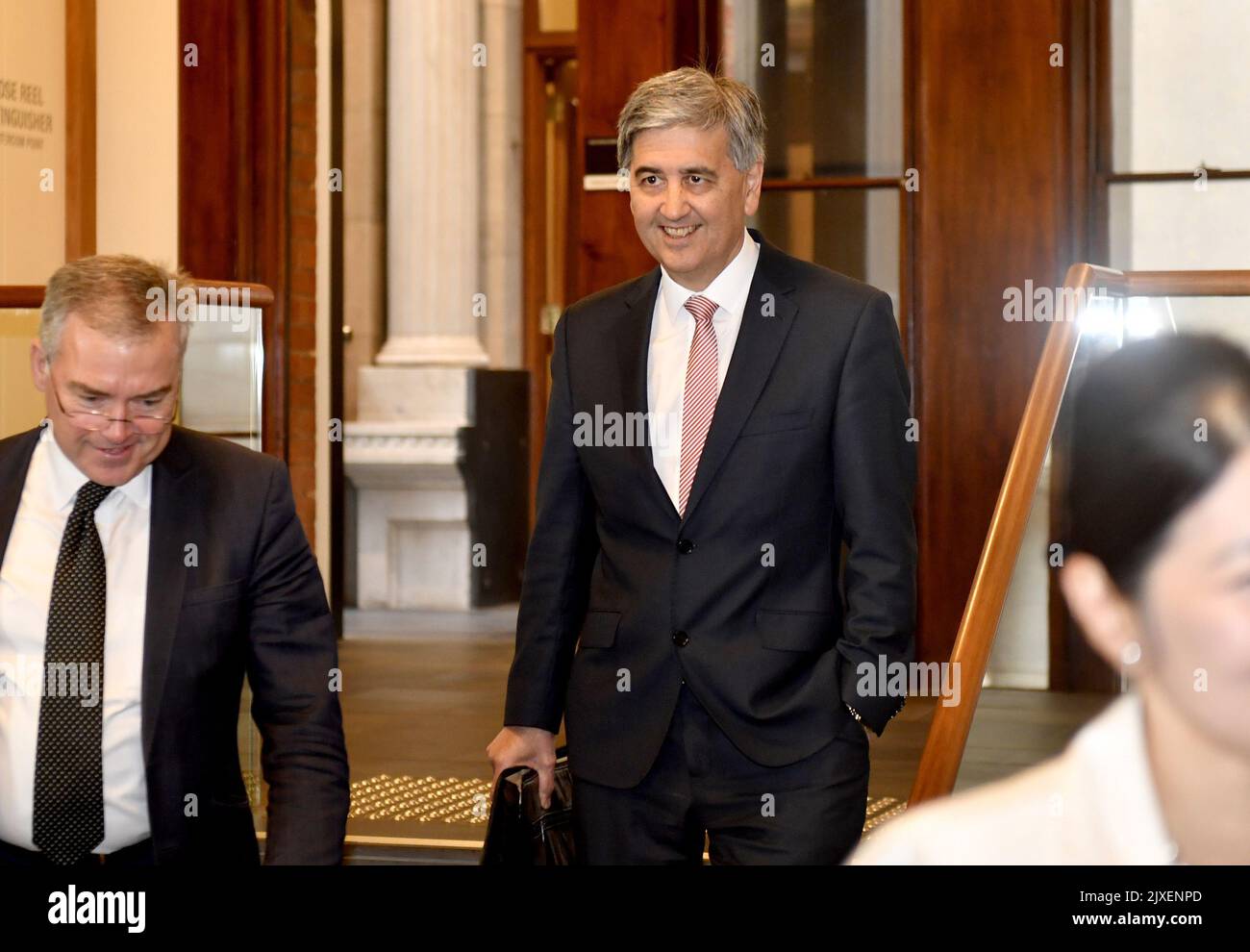 South Australian Liberal MP Rob Lucas is seen entering a party room ...