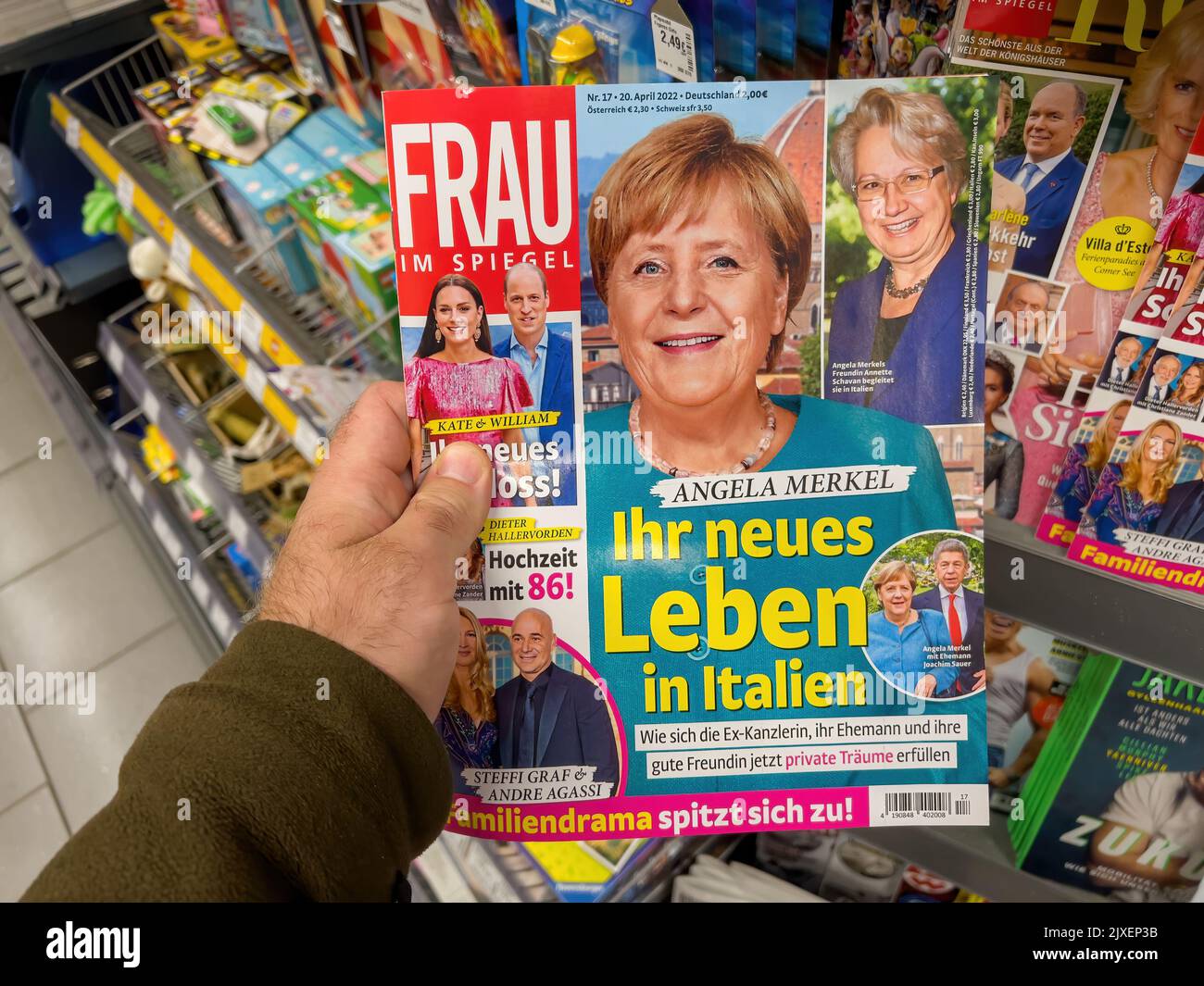 Berlin, Germany - Apr 23, 2022: Frau im Spiegel newspaper magazine at ...