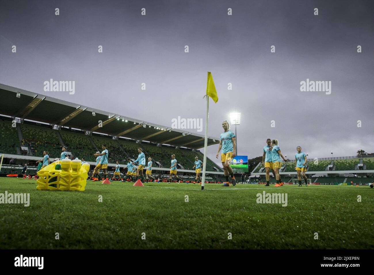 The Matildas warm up before the International friendly match between ...