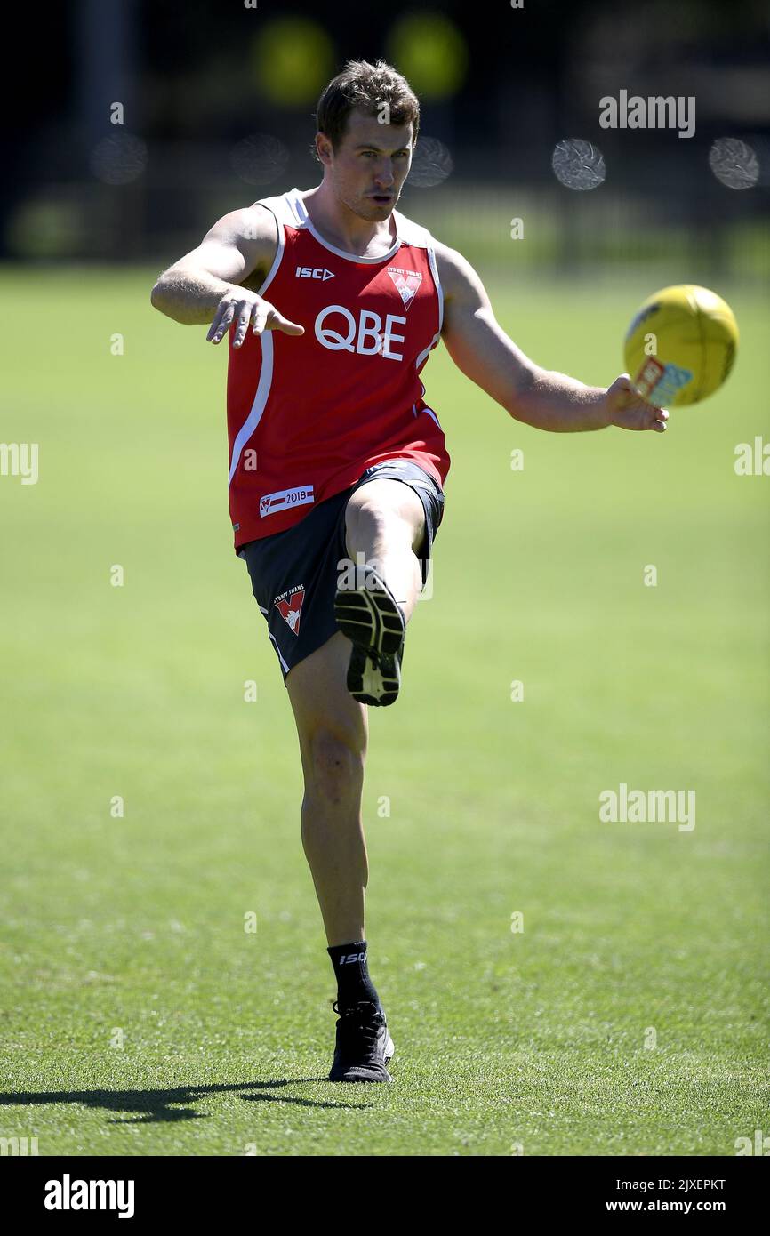 Sydney Swans player Harry Cunningham takes part in a light training ...