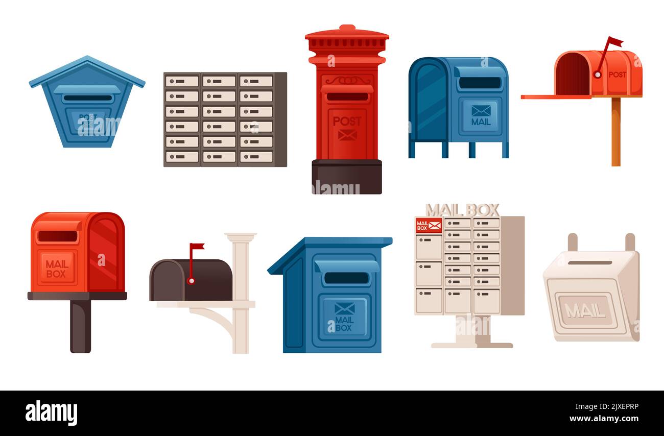 Collection of classic style mailbox with different forms and color ...