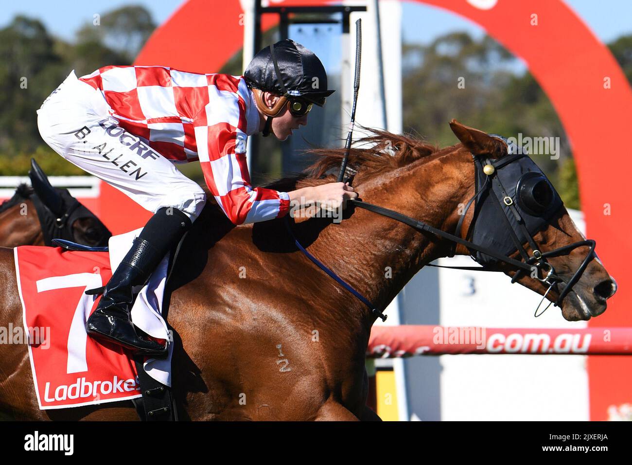 ockey Ben Allen rides Keep Courting to Victory in race 3, the Blue Star ...