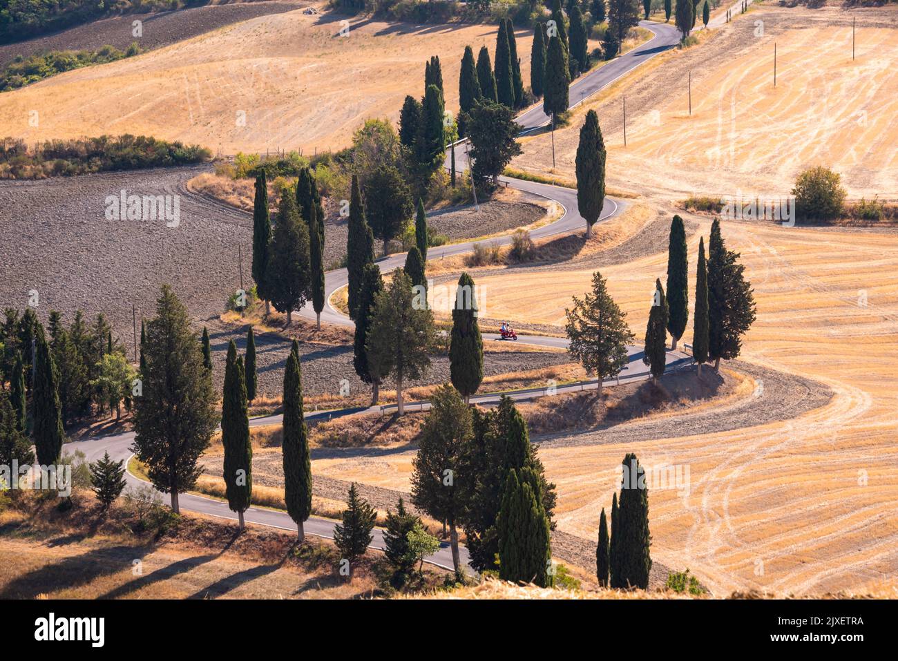 Winding road in Tuscany, Italy in summer. Famous landmark countryside ...