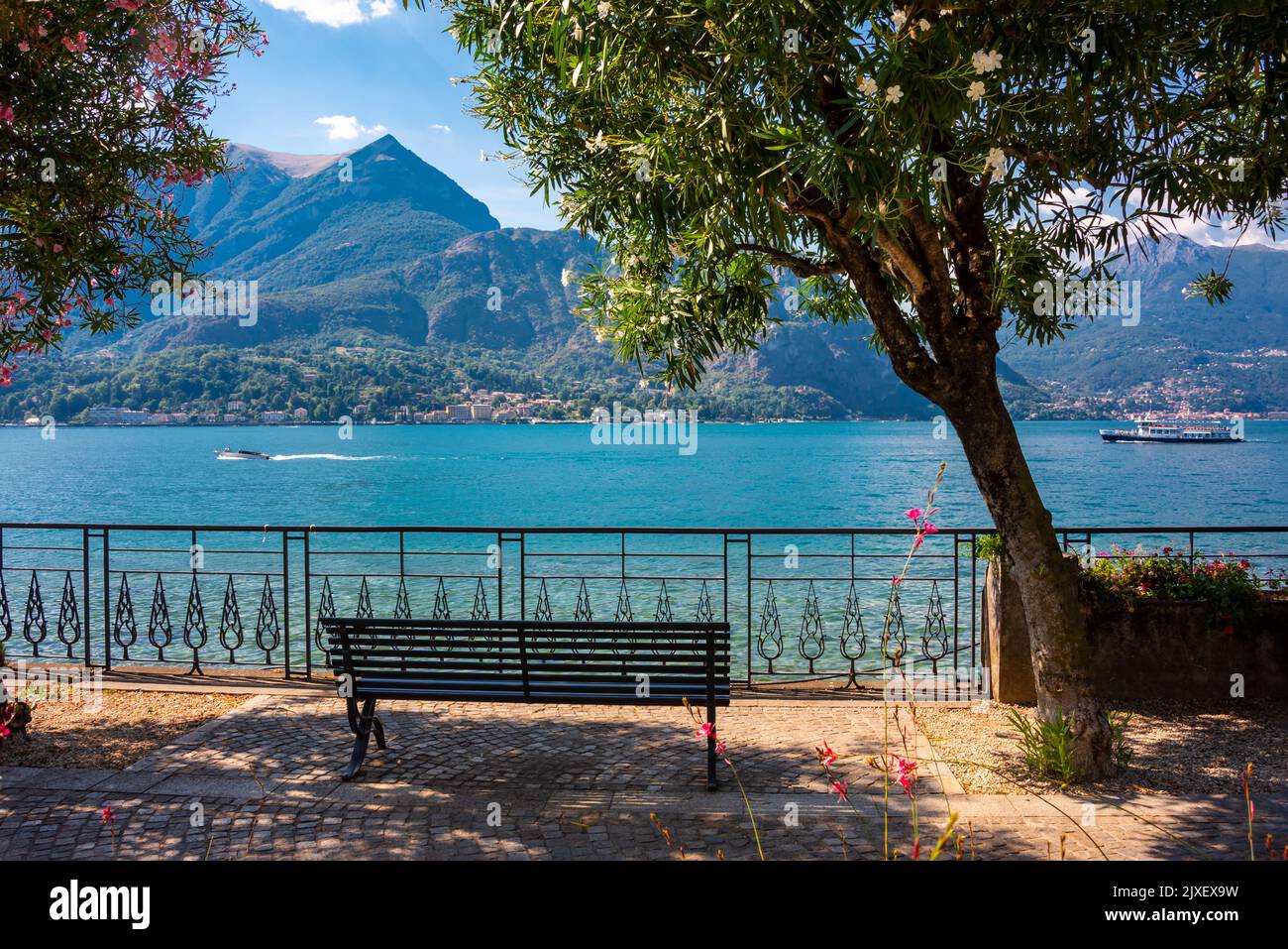 Beautiful view to lake Como, Italy in summer, famous tourism ...