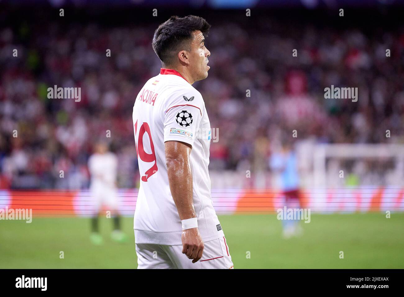 Seville, Spain. 06th Sep, 2022. Marcos Acuna (19) of Sevilla FC seen ...