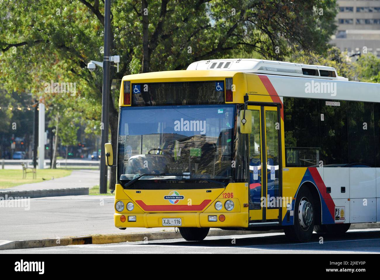 An Adelaide Metro bus is seen in Victoria Square in Adelaide, Monday ...