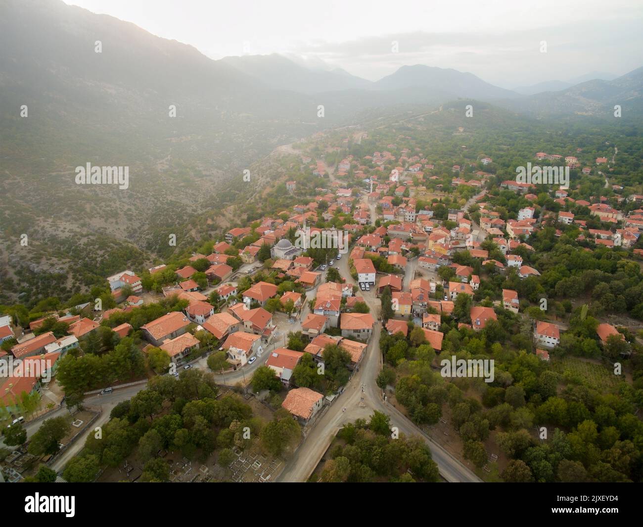 Aerial photo of town of Ormana Ibradi Antalya Turkey Stock Photo - Alamy