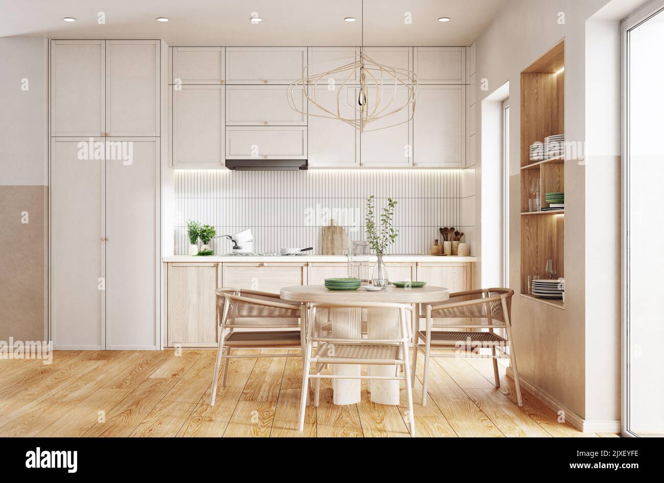 modern kitchen design. 3d interior rendering Stock Photo - Alamy