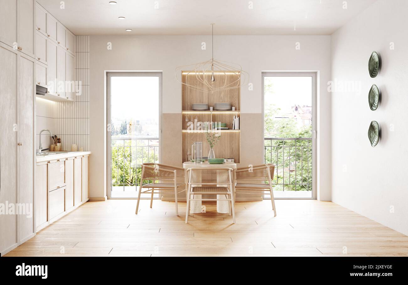 modern kitchen design. 3d interior rendering Stock Photo - Alamy