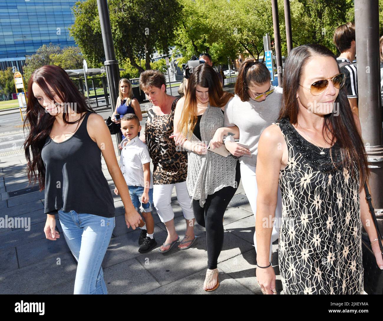 Family and friends of Alex Siciliano are seen outside the District ...