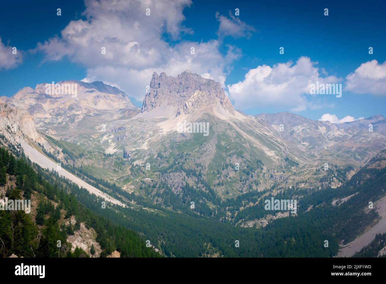 Beautiful mountain landscape of the valley in front of Mount Thabor ...