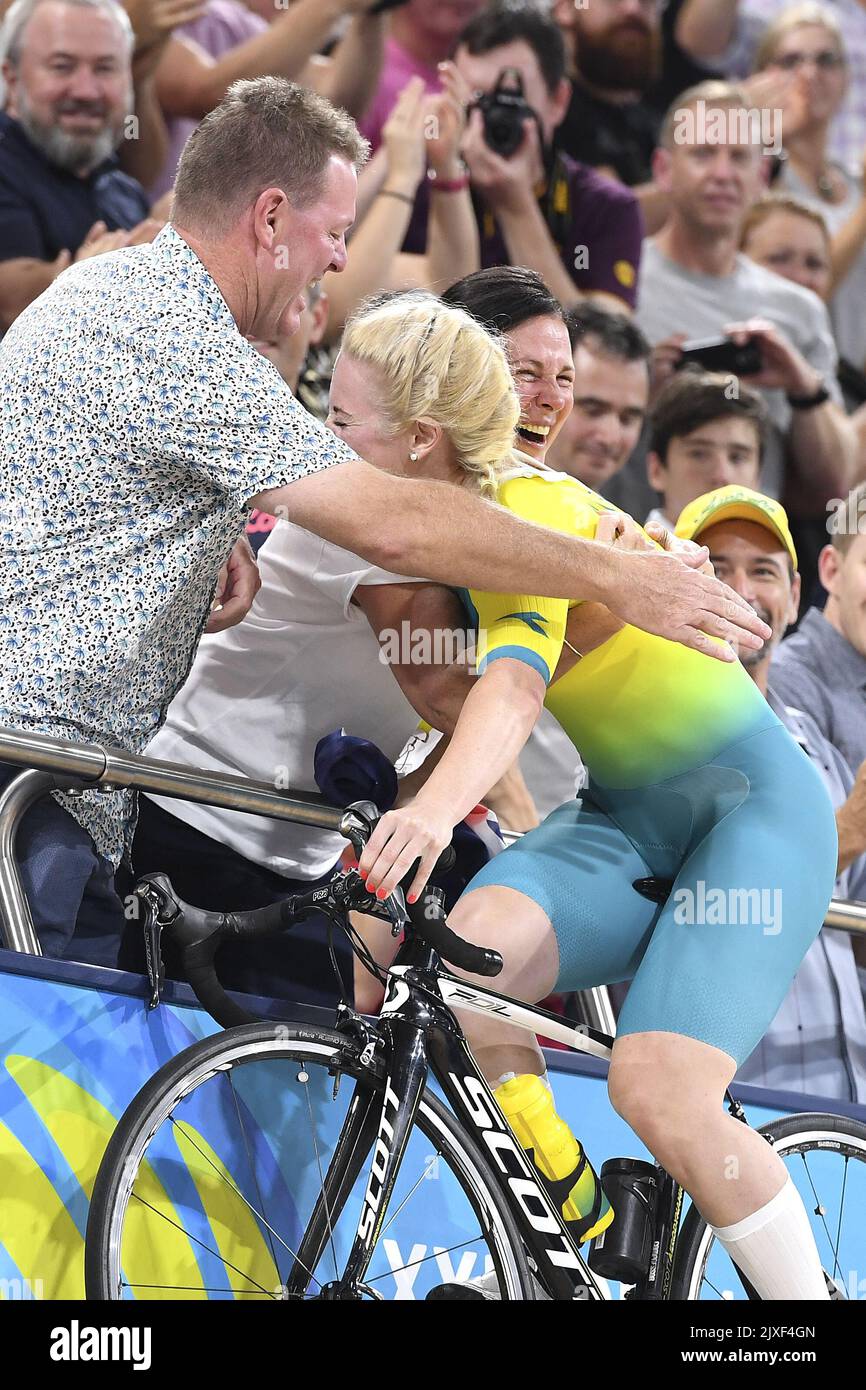 Kaarle McCulloch of Australia celebrates with her parents after winning ...