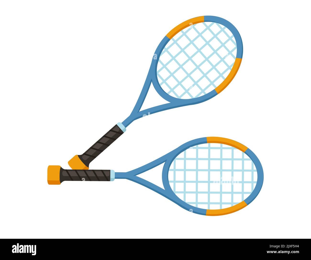 Blue and yellow tennis racket for sport activity vector illustration ...