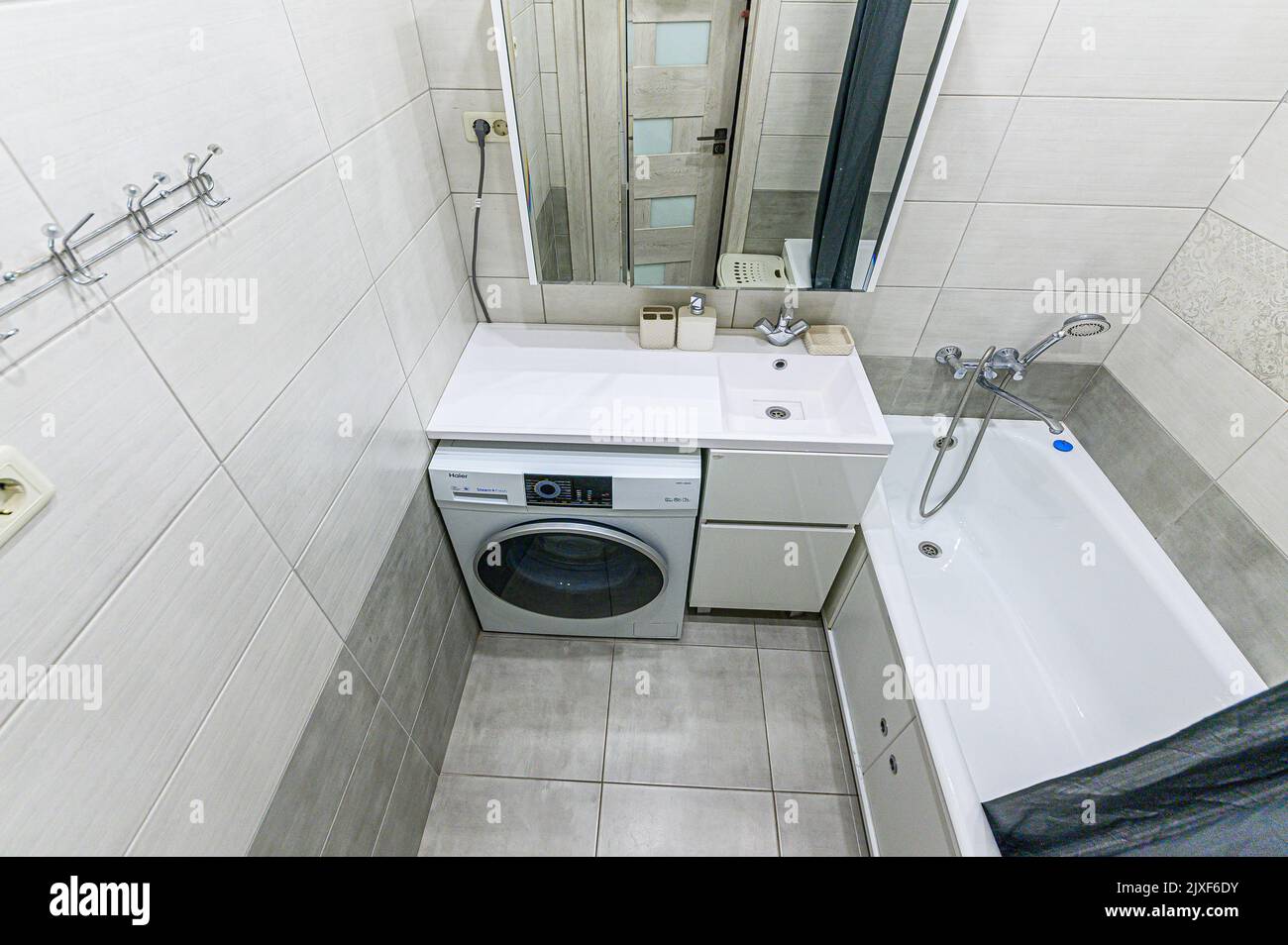 Russia, Moscow- May 21, 2020: interior apartment room bathroom, sink ...
