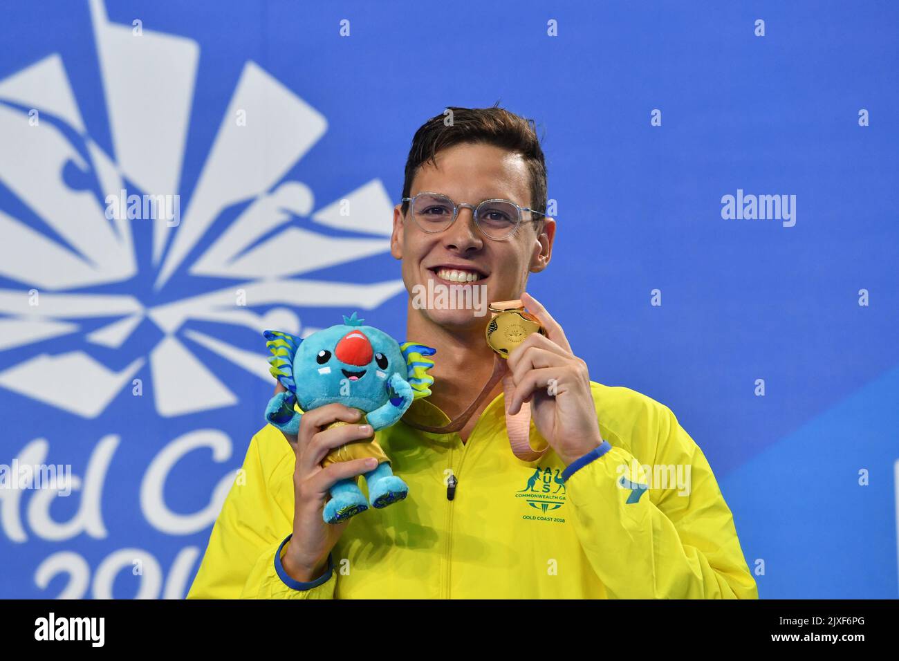 Gold medalist Mitch Larkin during the medal ceremony for the Men'€™s ...