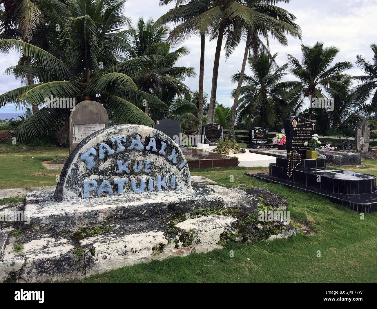 The grave of a former king of Niue at Tomb Point in Alofi, the capital ...