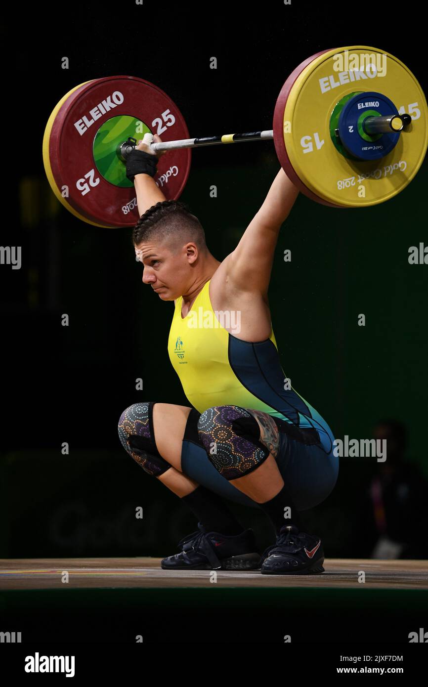 Kaity Fassina of Australia during the Women's 90kg Weightlifting Final ...