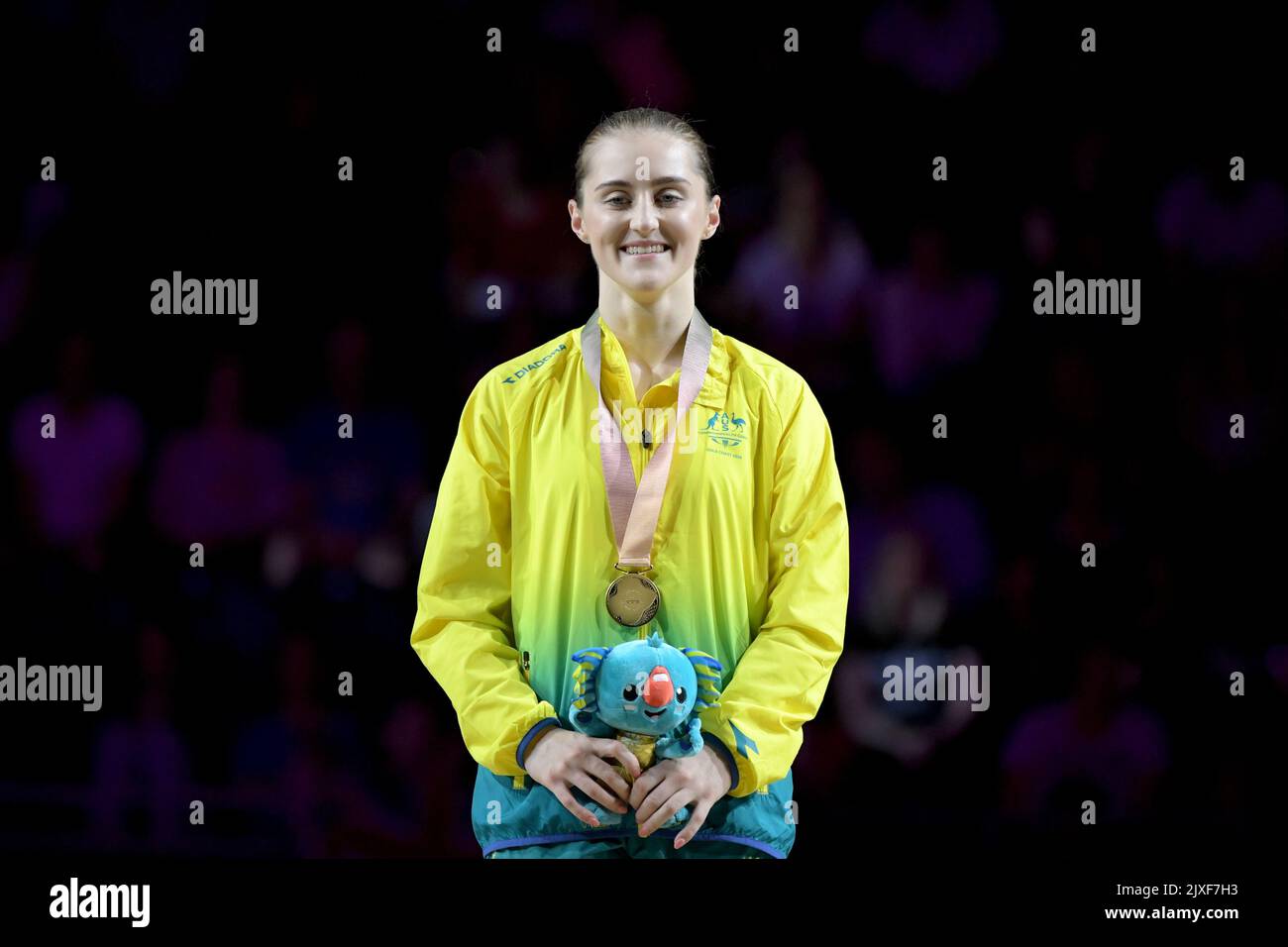 Gold medalist Alexandra Eade of Australia during the medal ceremony for ...