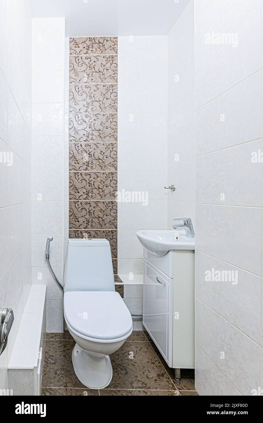 Russia, Moscow- May 21, 2020: interior apartment room bathroom, sink ...