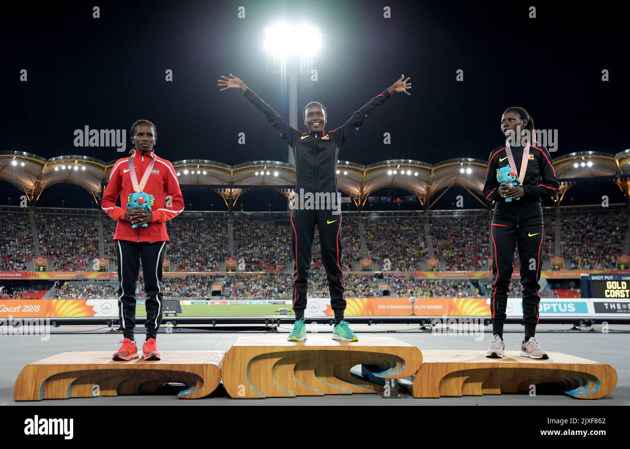 Stella Chesang of Uganda wins gold (centre), Stacy Ndiwa of Kenya wins ...