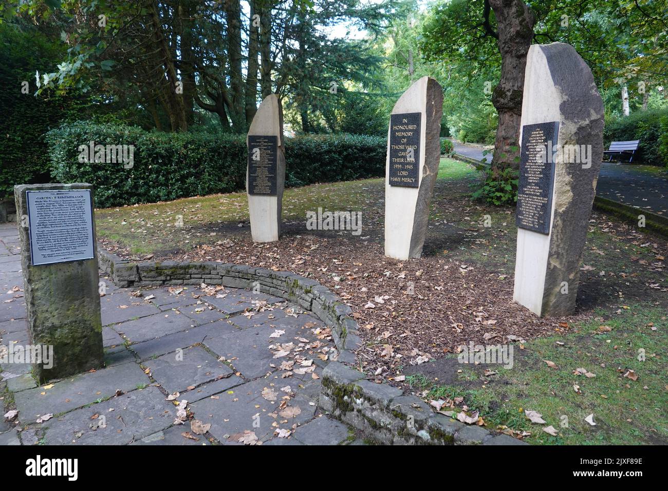 War Memorials in High Lea Park, New Mills, Derbyshire Stock Photo - Alamy