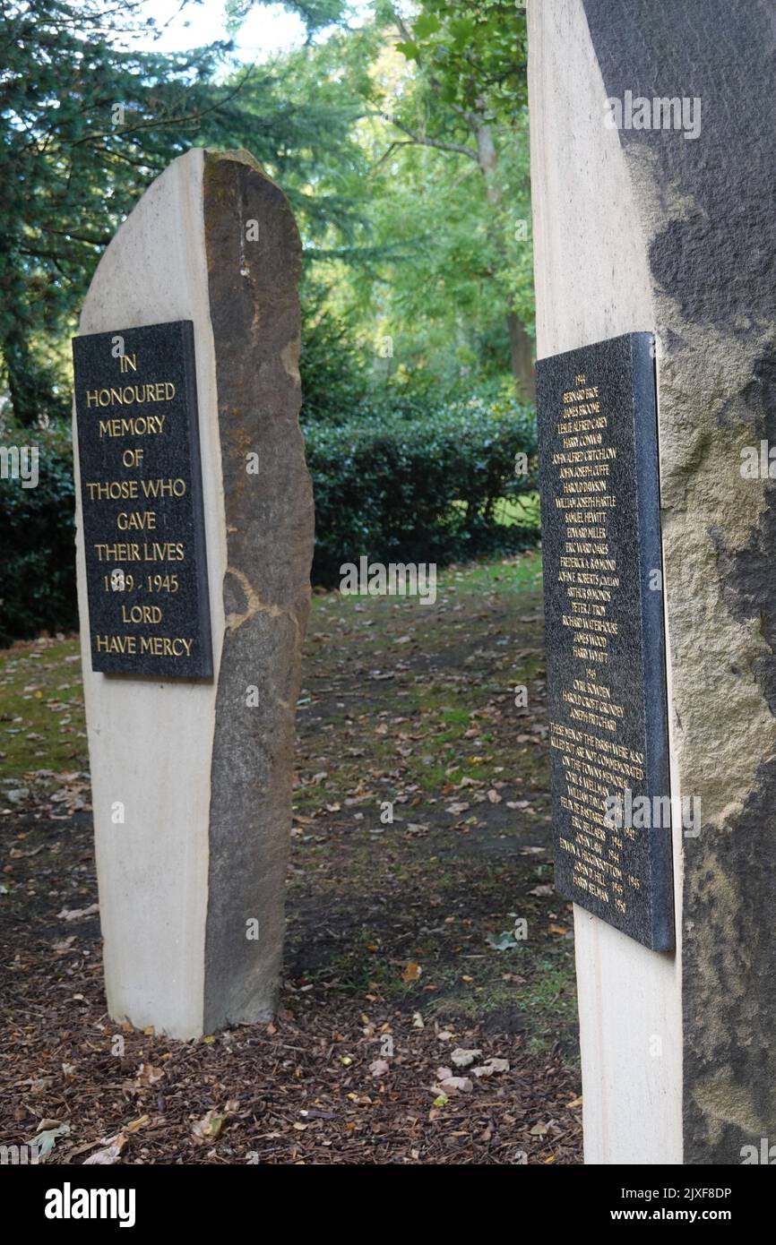 War Memorials in High Lea Park, New Mills, Derbyshire Stock Photo - Alamy