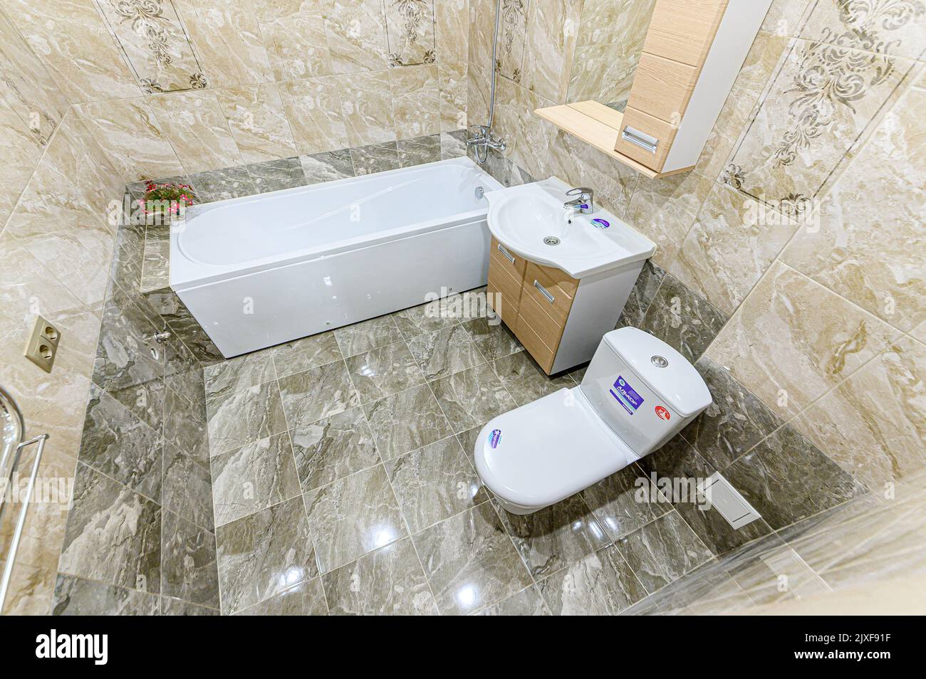 Russia, Moscow- May 21, 2020: interior apartment room bathroom, sink ...