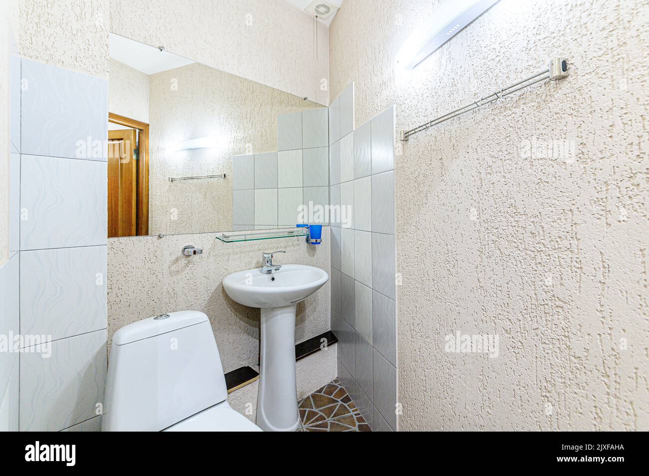 Russia, Moscow- May 21, 2020: interior apartment room bathroom, sink ...