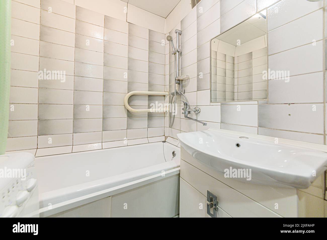 Russia, Moscow- May 21, 2020: interior apartment room bathroom, sink ...