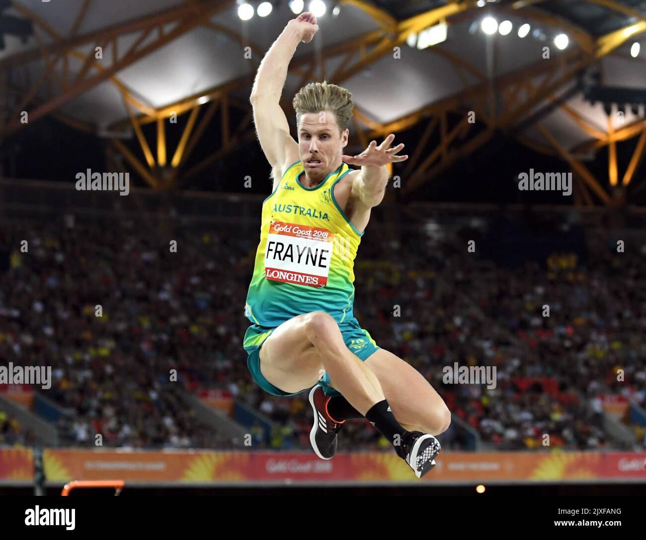 Henry Frayne of Australia during the mens long jump final on day seven ...