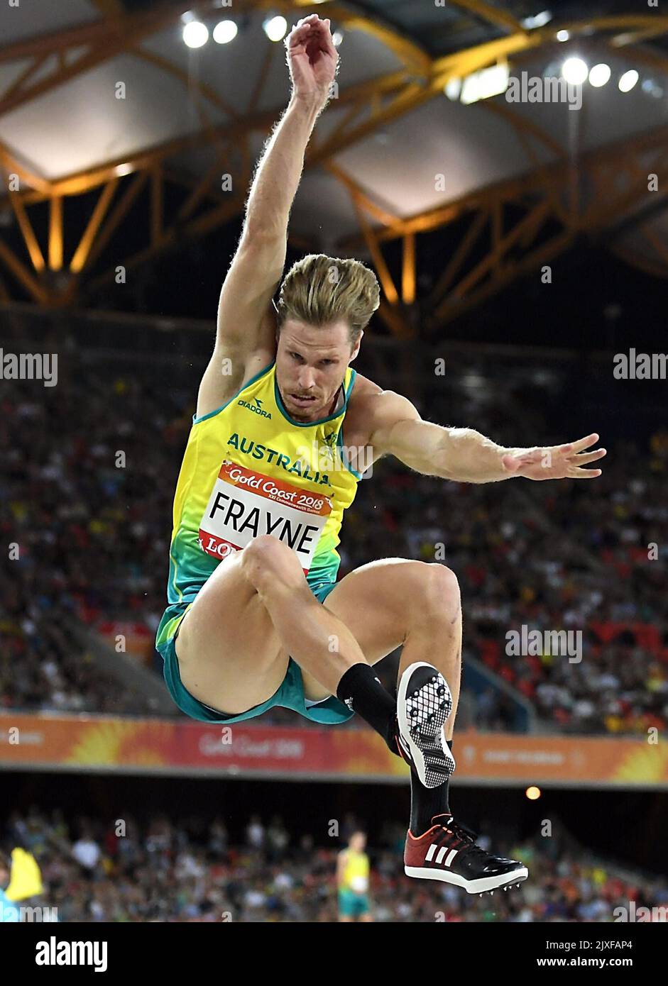 Henry Frayne of Australia during the mens long jump final on day seven ...