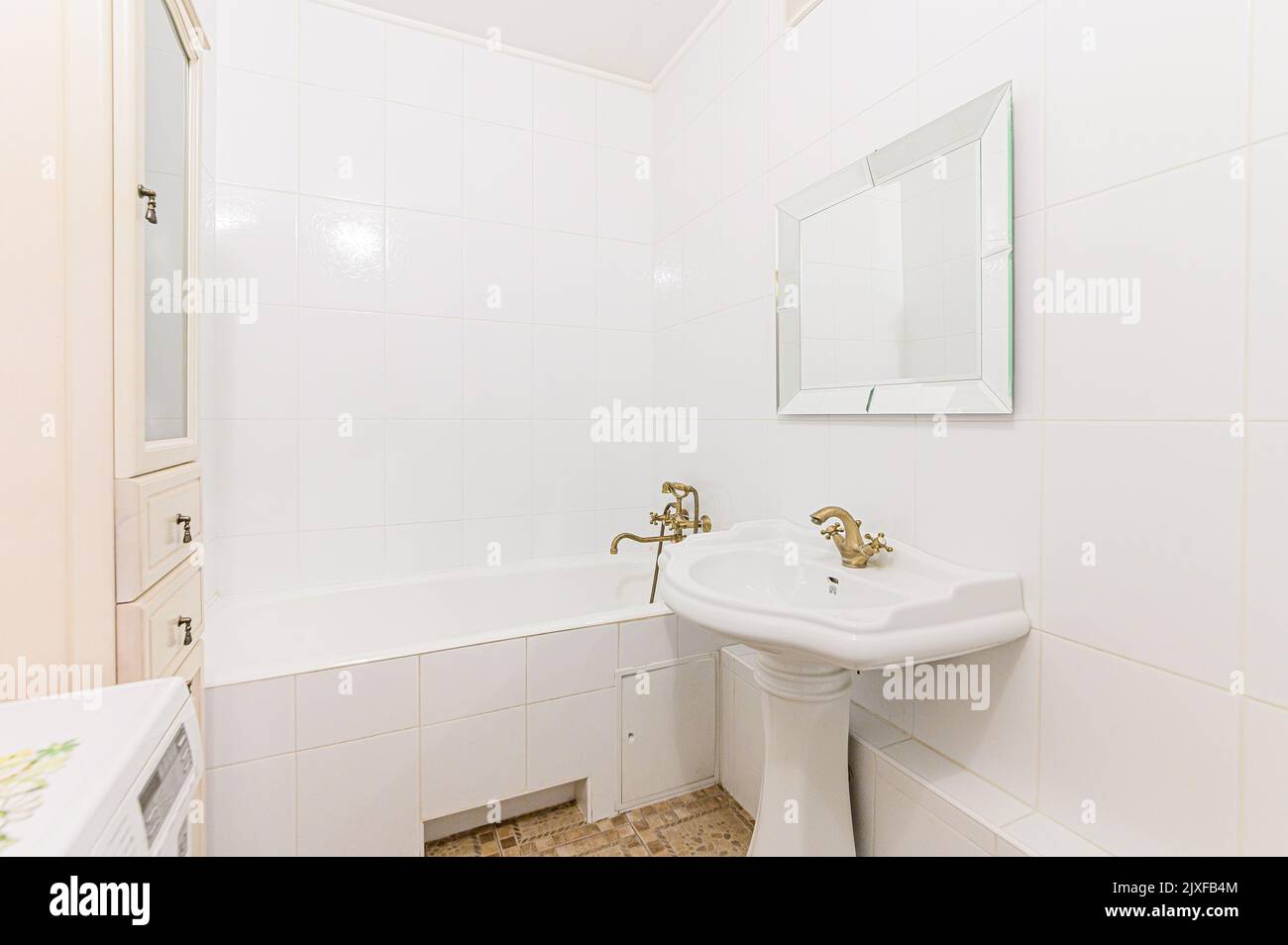 Russia, Moscow- May 21, 2020: interior apartment room bathroom, sink ...