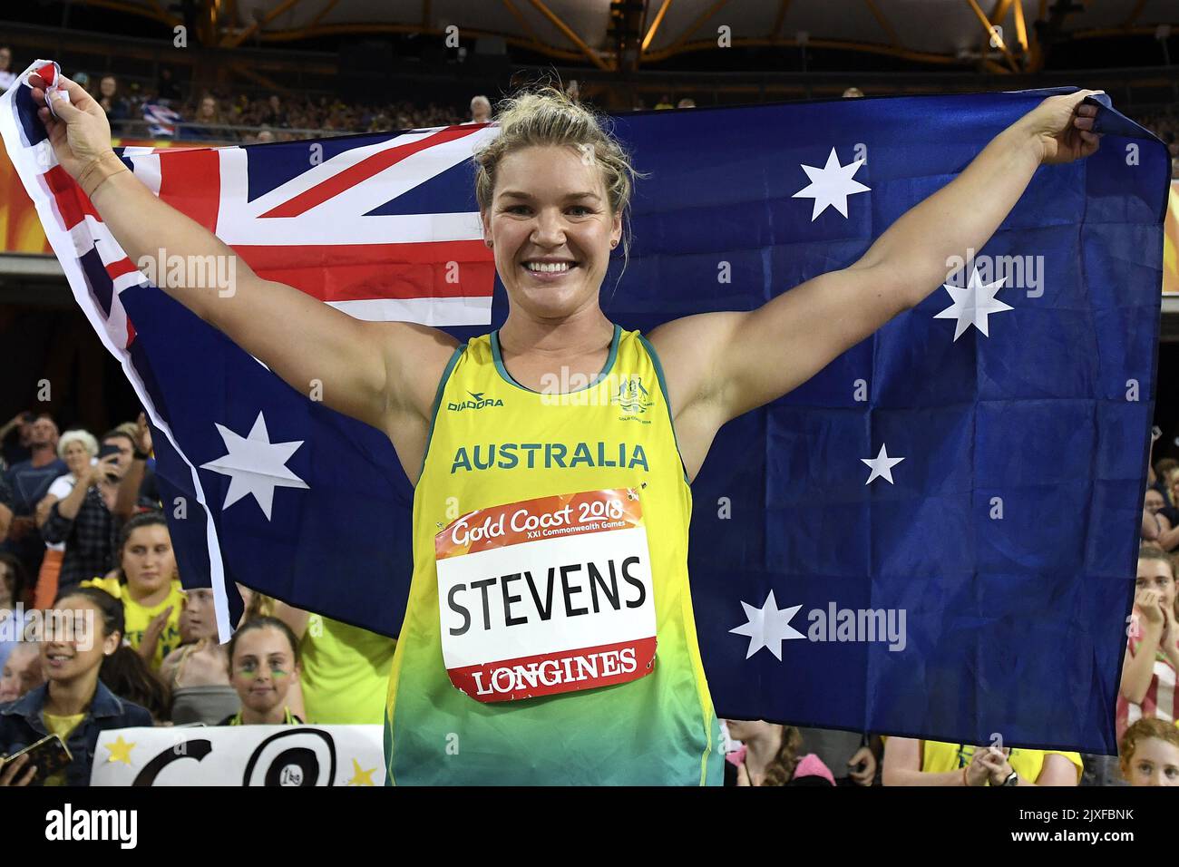 Dani Stevens of Australia celebrates winning the gold medal in the ...