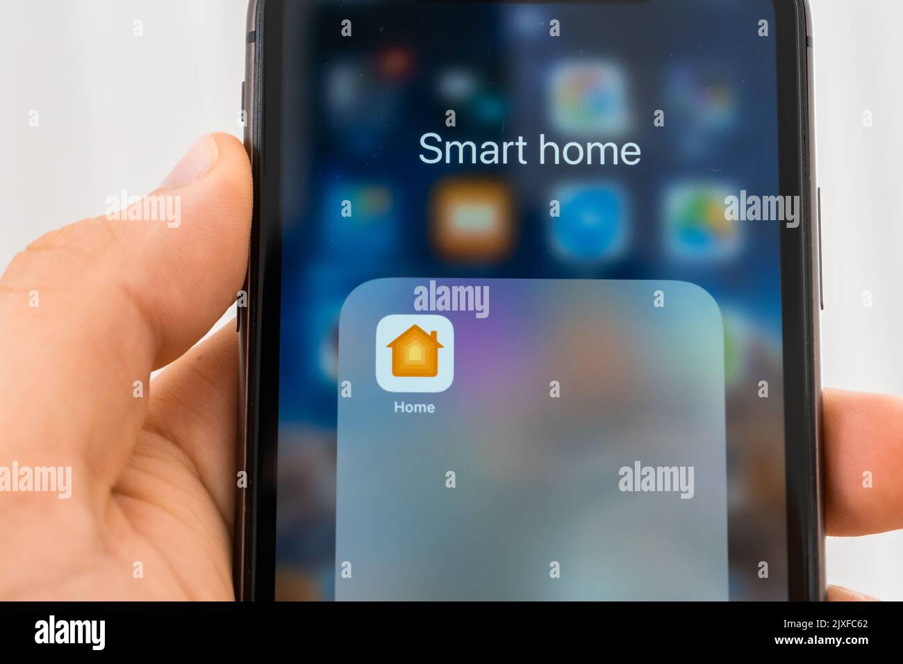 Smart home application on the mobile phone screen, September 2022 ...