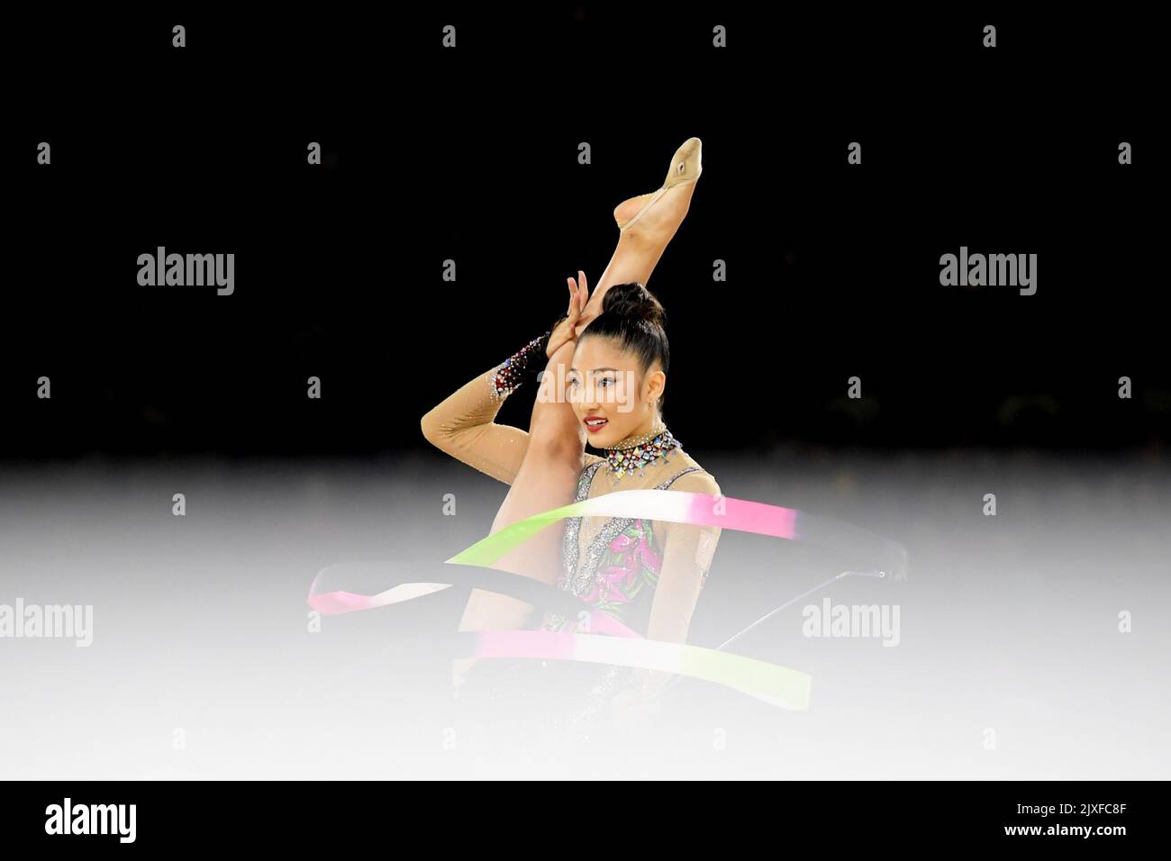 Enid Sung of Australia during the Rhythmic Gymnastics Ribbon final on ...